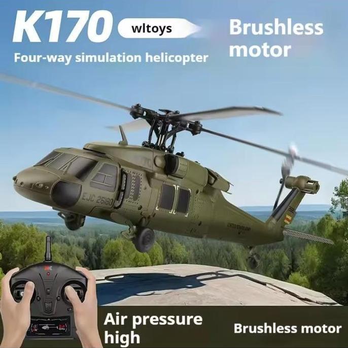 [Ntl] Wl Xk K170 Black Hawk Uh-60L Rc Helicopter Millitary 2.4Ghz 4Ch 6 ...
