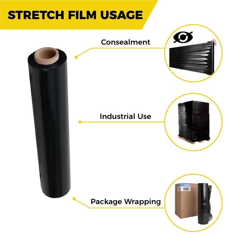 Stretch Film Plastic Wrapping Plastic Roll Cling Wrap Black 500mmX2.2kg ...