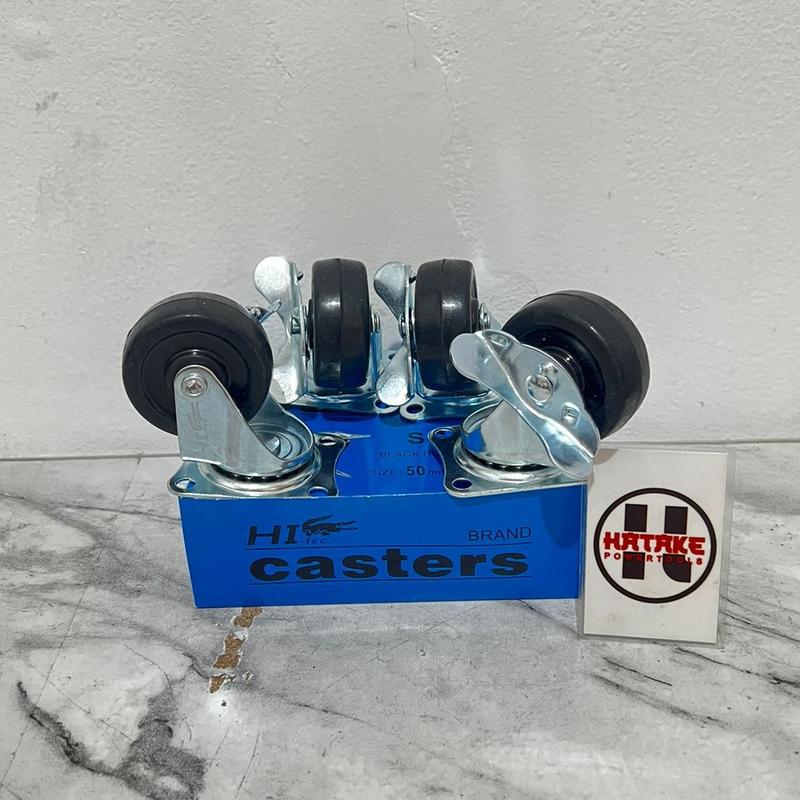 4 Pcs Roda troli 2" hidup HITAM rem brake swivel rubber trolly - Shop ...