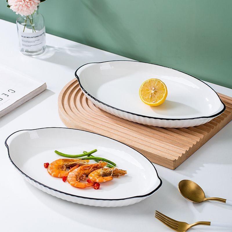 12' Fish Plate Ceramic Long Plate Oval Plate Fish Plate Pinggan ...