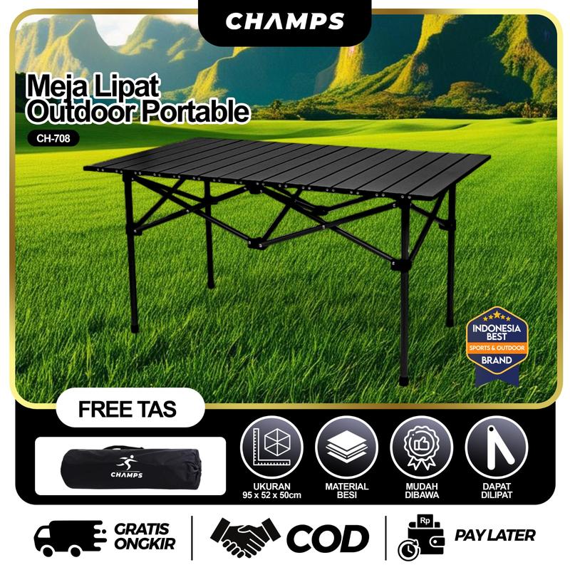 CHAMPS CH-708 Meja Lipat Besar Portable Outdoor/Indoor Camping - Shop | Tokopedia