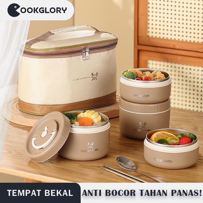 【BELI 2 DAPAT PISAU SET】COOKGLORY Stainless Lunch Box Kotak Makan ...