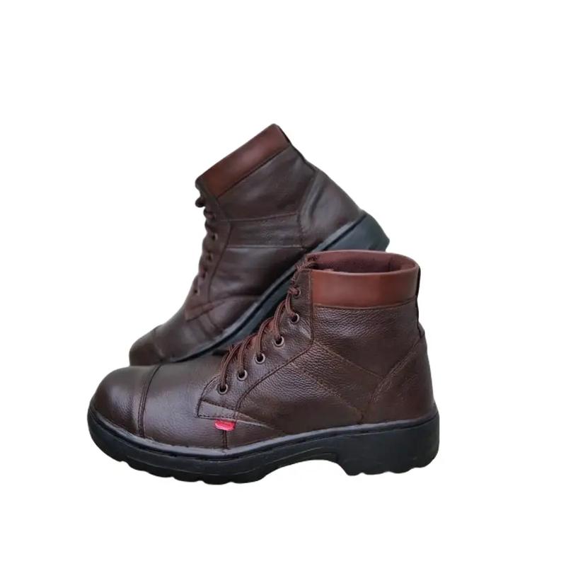Sepatu Safety Kerja Pria Kulit Ujung Besi Tali Proyek - Boots, - Shop ...