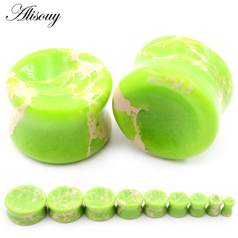 Alisouy 1PC Green Concave Natural Stone Flared Ear Tunnel Plug - TikTok ...