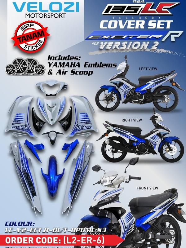 COVERSET YAMAHA LC LC135 V2 EXCITER R BLUE BIRU SILVER DPBMC - TikTok ...