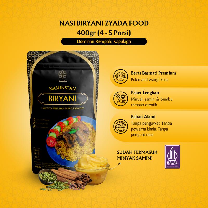 Nasi Biryani Instan Zyada dengan Beras Basmati Bumbu dan Minyak - Shop ...