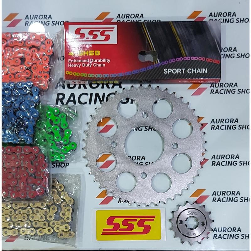 Gear Set SSS Satria 120 R / 2T / Hiu & Rantai SSS 415 HSB Colour Series ...