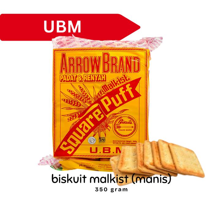 Jual BISKUIT UBM ARROW BRAND MALKIST SQUARE PUFF MANIS 350 GRAM KRAKERS ...