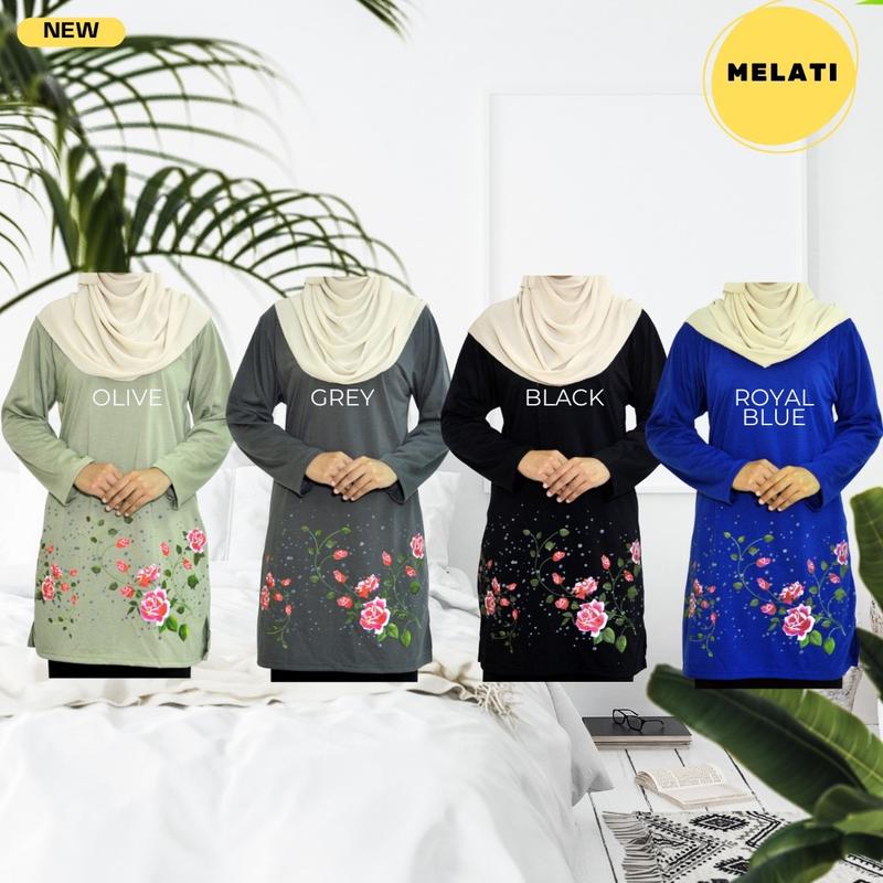 BAJU MUSLIMAH T SHIRT MUSLIMAH LABUH COTTON- MUSLIMAH PLUS SIZE ...