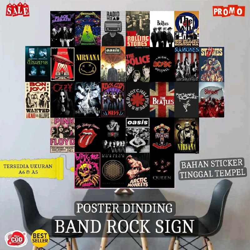 Poster Dinding Band Rock Sign Isi 50 Pcs | Dekorasi ruangan aesthetic ...