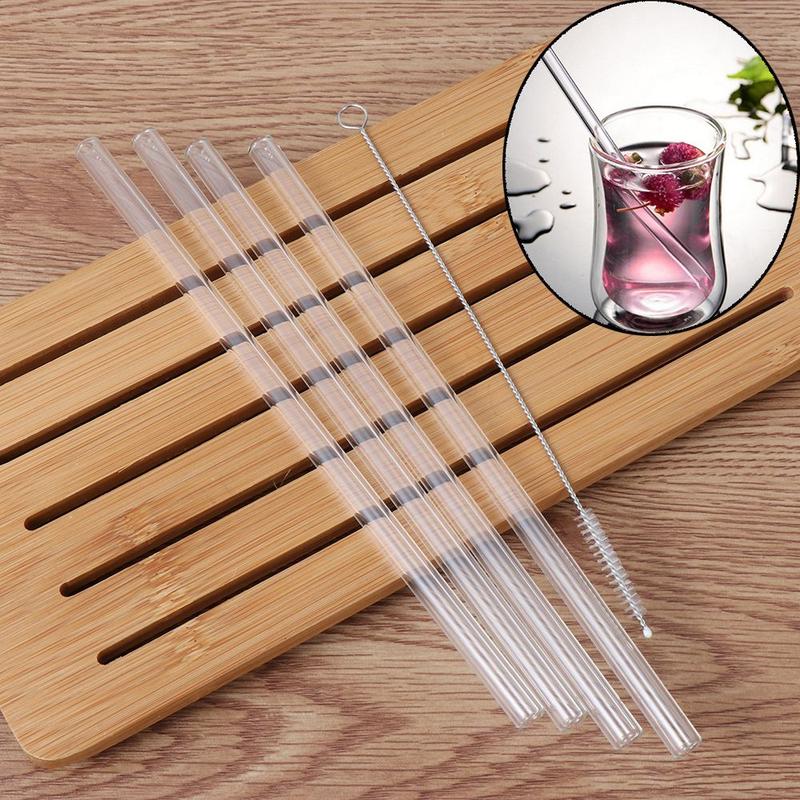 Bekalan Parti, 4pcs / set, Straw Kaca Lutsinar, Berus Bersih - TikTok ...