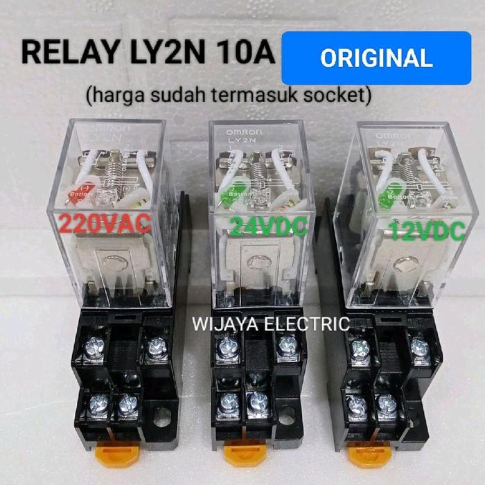 Jual Relay Ly2 Ly2n 220vac 24vdc 12vdc 8kaki 10a include socket dan ...
