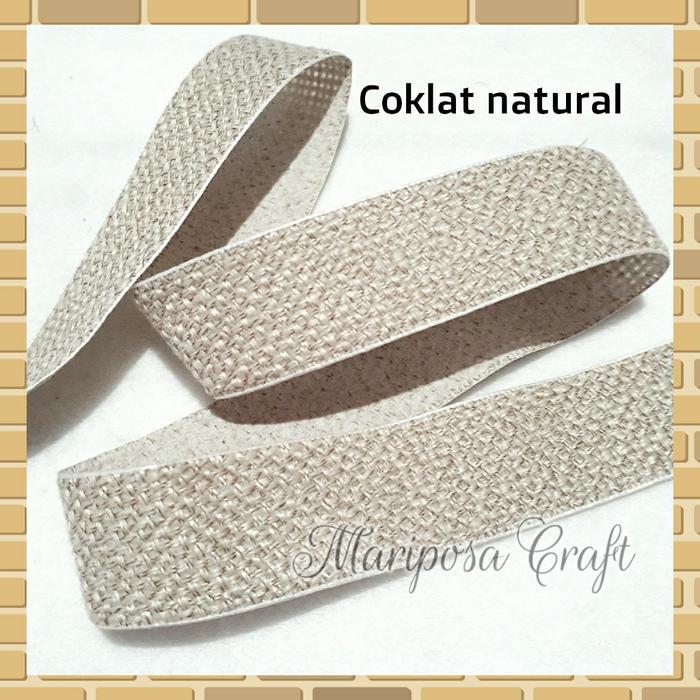 Pita Import Motif Goni / Burlap / Pita Kado Lebar 2,5Cm Warna Cream ...