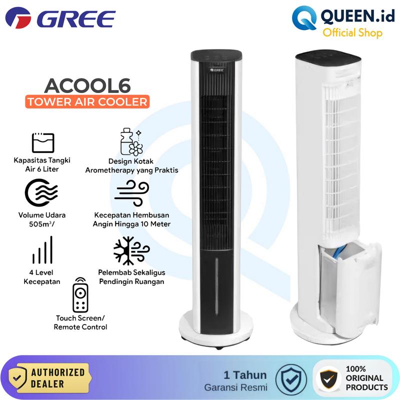 GREE ACOOL 6 Tower Fan Air Cooler Kipas Angin Penyejuk Udara Anion ...