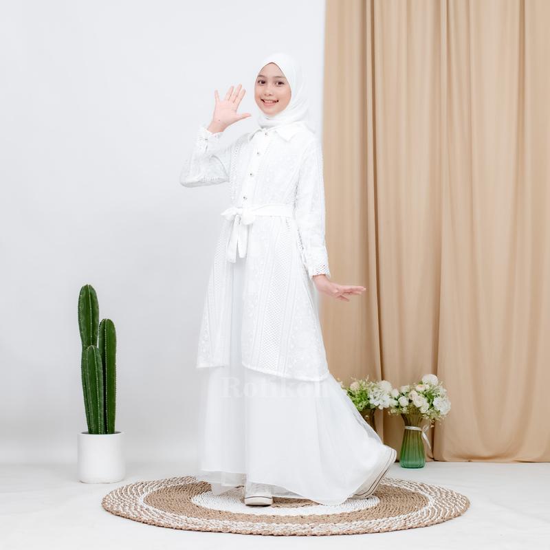 Gamis anak perempuan 3 in 1 gamis mix outer brukat maluka free hijab ...