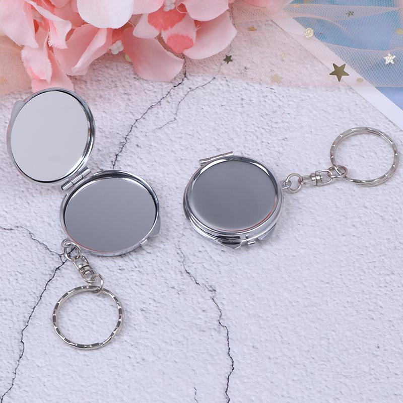 New Metal Folding Mirror Key Ring Keychain Portable Compact Cosmetic ...