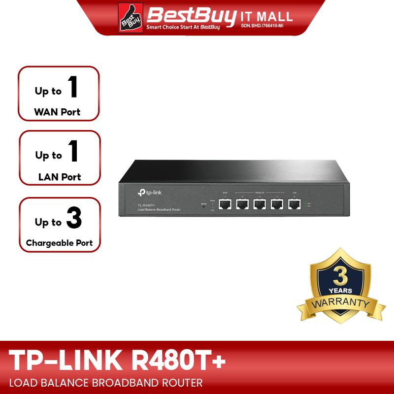 TP-LINK ROUTER 2-PORT + 3 LAN PORTS TL-R480T - TikTok Shop Malaysia