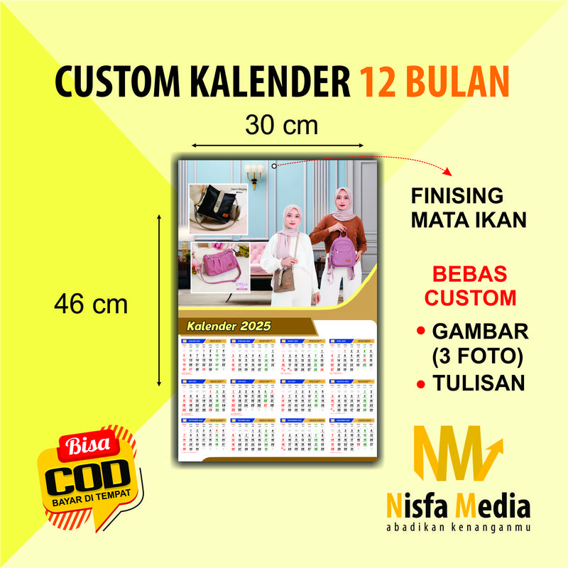 (1PCS) KALENDER CUSTOM 1 LEMBAR + MATA IKAN (A3+) UK. 30X46 CM ...