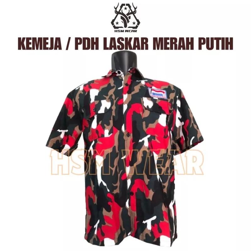 Kemeja Loreng Laskar Merah Putih / Baju PDH LMP - Shop | Tokopedia