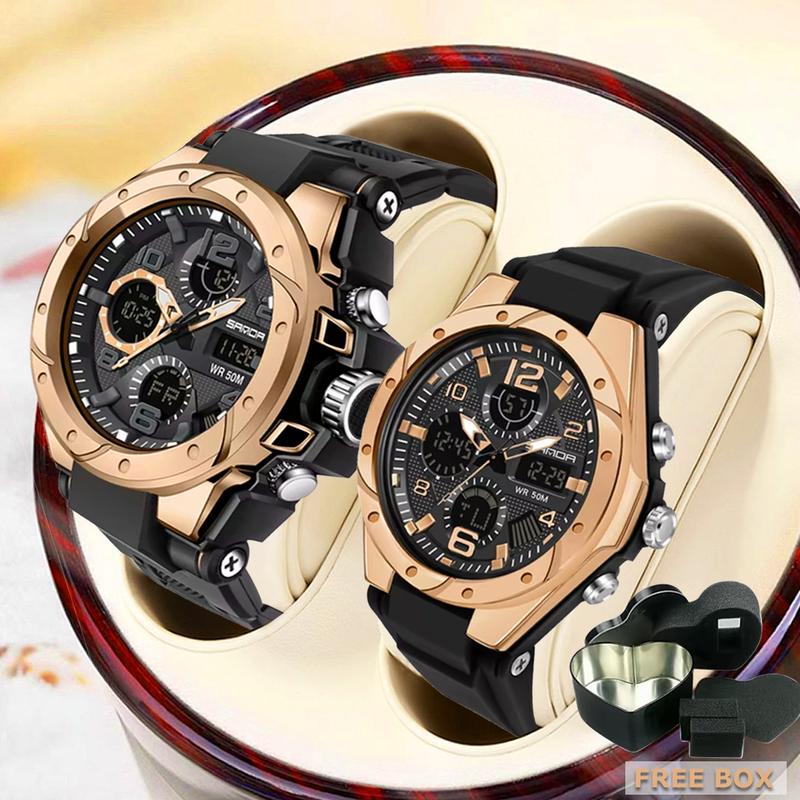 Jam Tangan Pasangan, SANDA 6008 + 6062, Jam Tangan Elektronik, - TikTok ...