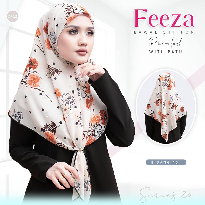 FEEZA Printed Bawal Chiffon Series 2.0 With Batu Bidang 45" By - TikTok ...
