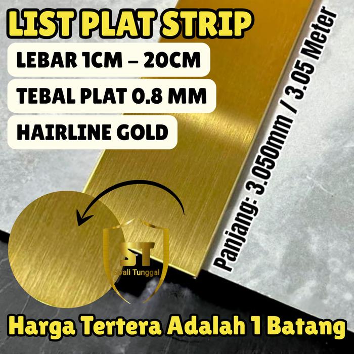 Jual LIST PLAT STRIP GOLD HAIRLINE / GARIS (L)10MM-200MM × (P)305CM × ...