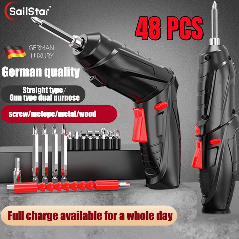 Sailstar 48PCS Cordless Electric Screwdriver Drill Multifunctional ...