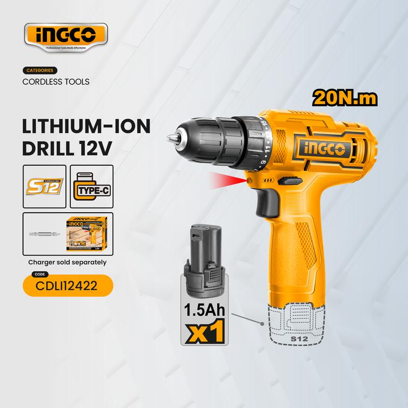 Ingco LI-ION S12 Series Cordless Drill 12V port & USB Type-C - TikTok ...