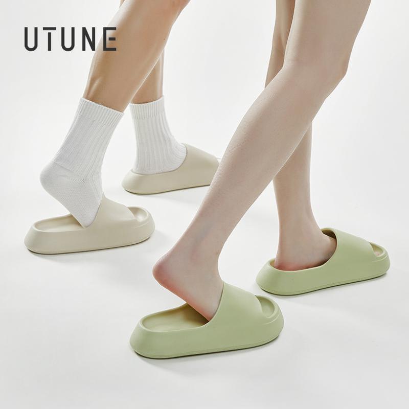 UTUNE Solid Color EVA Thick-soled Slippers Khaki Women's Outdoor ...