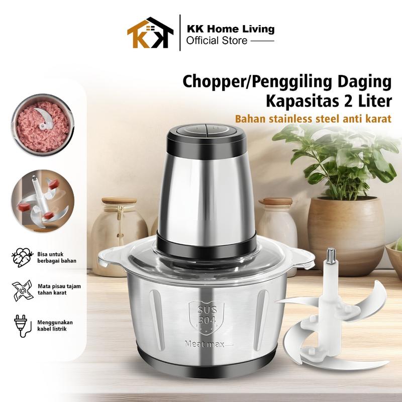 (KK) Wadah Pisau Blender Chopper 2L Mesin Penggiling Daging Stainless ...
