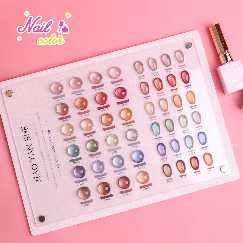 ชุดวานิชเล็บลูกปัดแก้วตาแมว JIAO YAN SHE 24 สี เคลือบเงาไหม พร้อมการ์ด ...