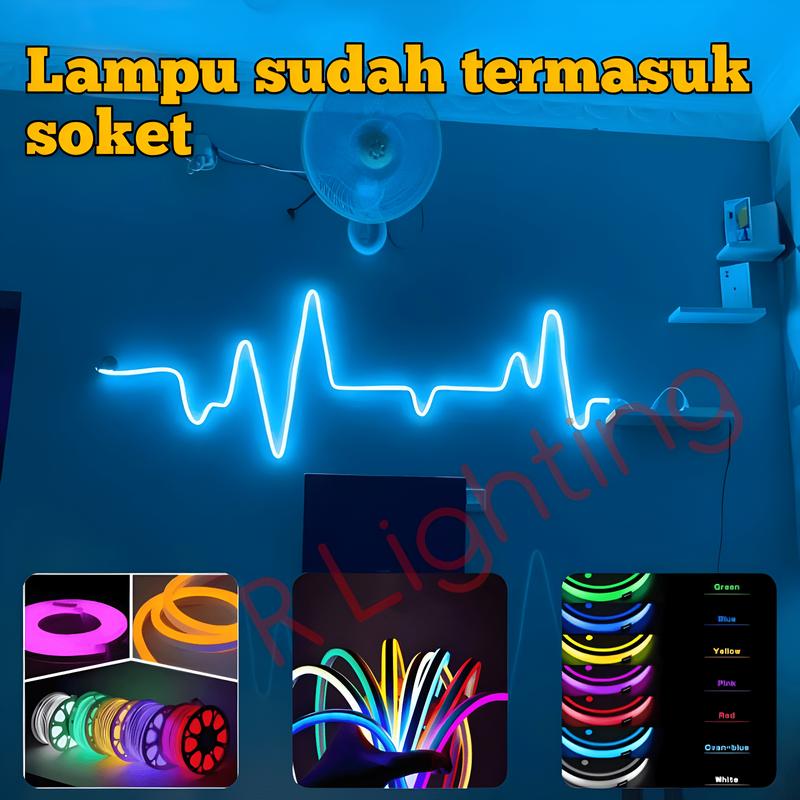 Lampu kamar aesthetic tempel di dinding LED Neon Flex Detak Jantung ...