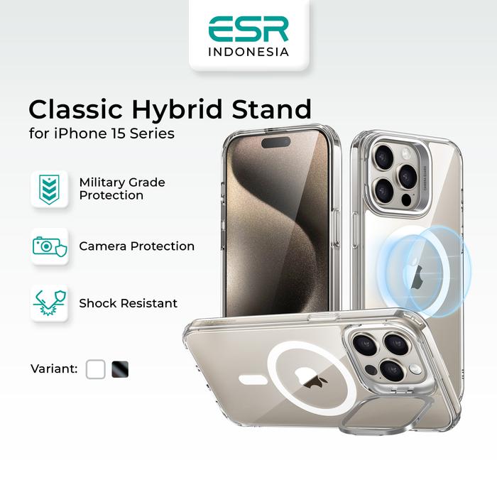 Promo ESR Classic Hybrid Case with Stash Stand HaloLock iPhone 15 Plus ...