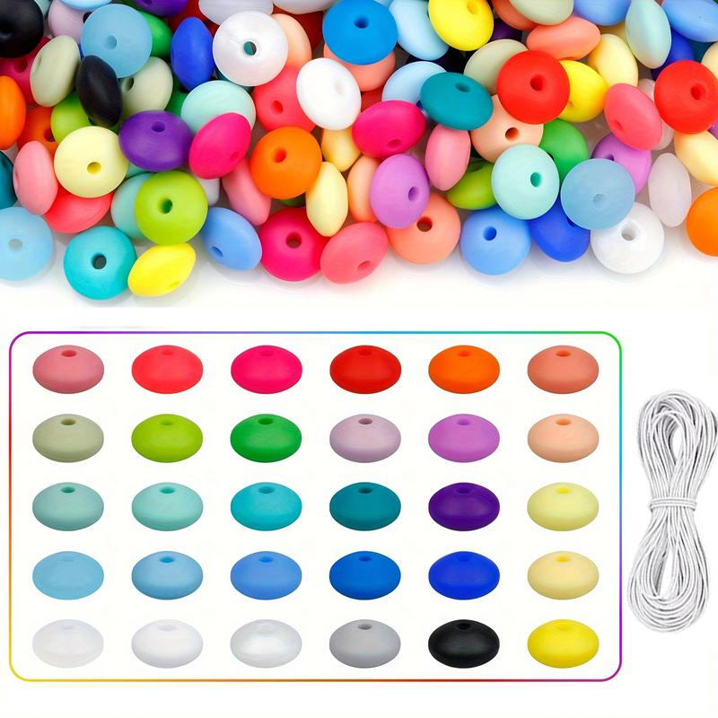 100pcs Silicone Lentil Beads, with white elastic string 12mm - TikTok ...