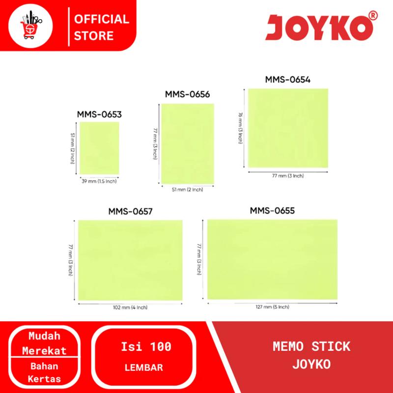 Joyko Memo Stick MMS-0653~0657 | Memo Tempe Sticky Note | Isi 100 ...