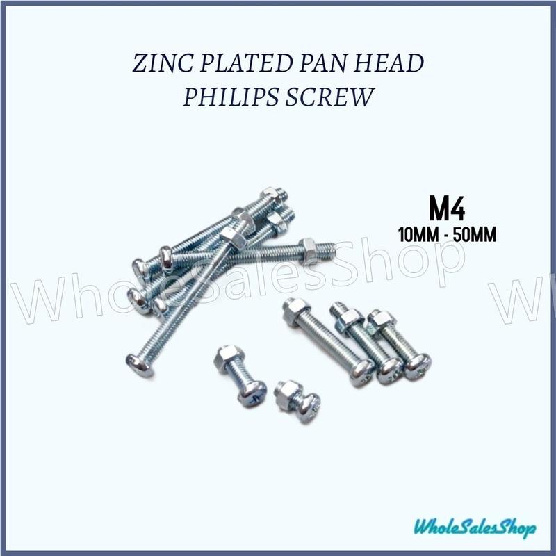 [1PC] M4 ZINC PLATED GI PAN HEAD PHILIPS SCREW WITH NUT - TikTok Shop ...