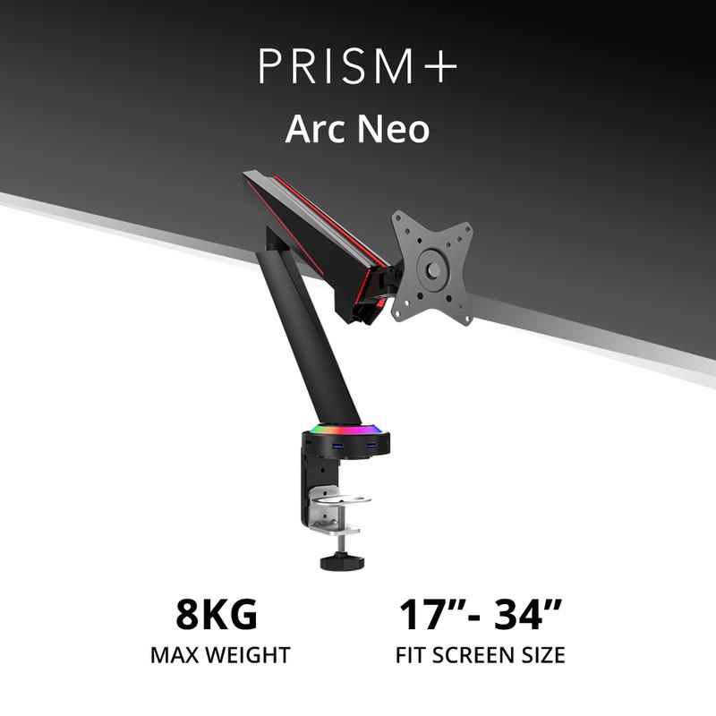 PRISM+ ARC NEO Single Monitor VESA RGB Monitor Arm - TikTok Shop Malaysia
