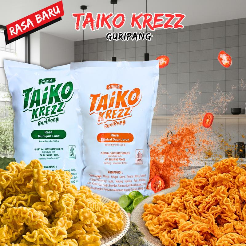 (HALAL) taiko krezz RASA BARU/Camilan ikan cumi kembang/Camilan murah ...