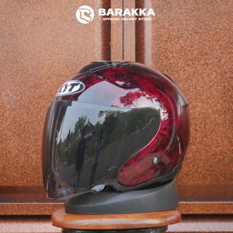 Helm Halfface Kyoto Custom Paket Ganteng | Helm Original SKS Kaca Hitam ...