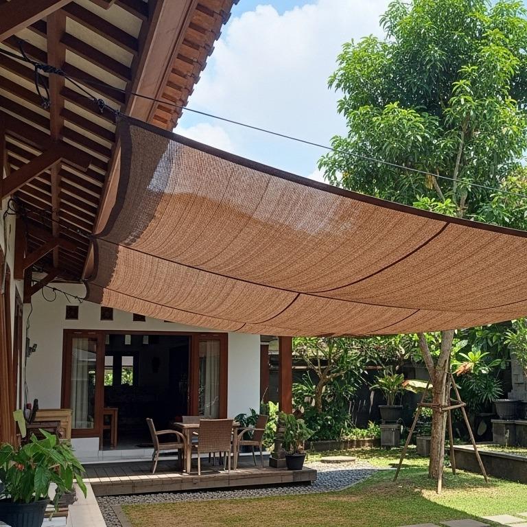 Sun Shade Net Coklat Jaring Atap Carport Memberikan Perlindungan - Shop ...