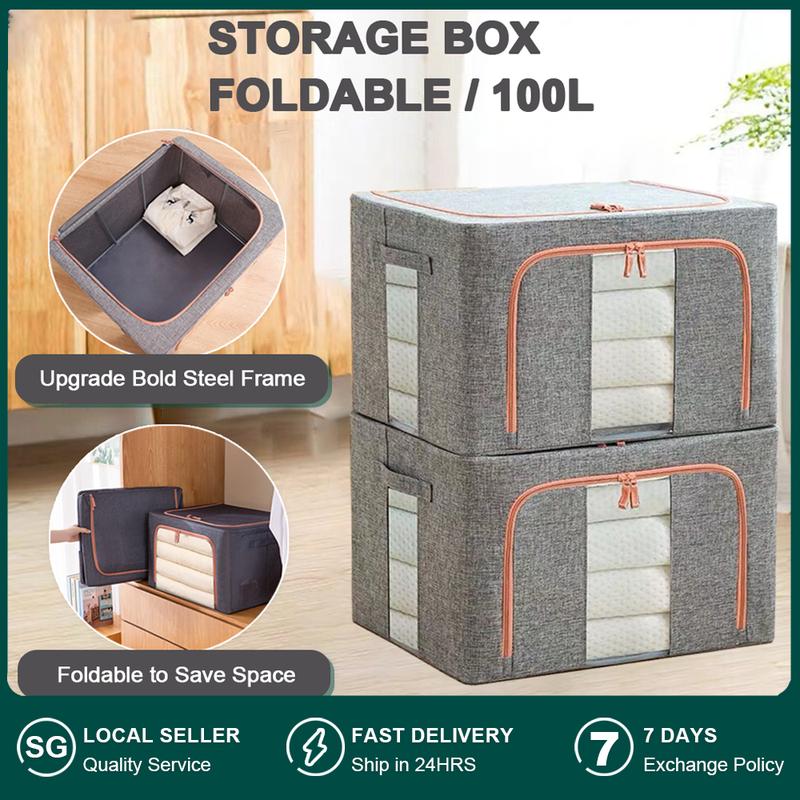 22L/66L /100L Foldable Container Storage Box with steel fram - TikTok ...