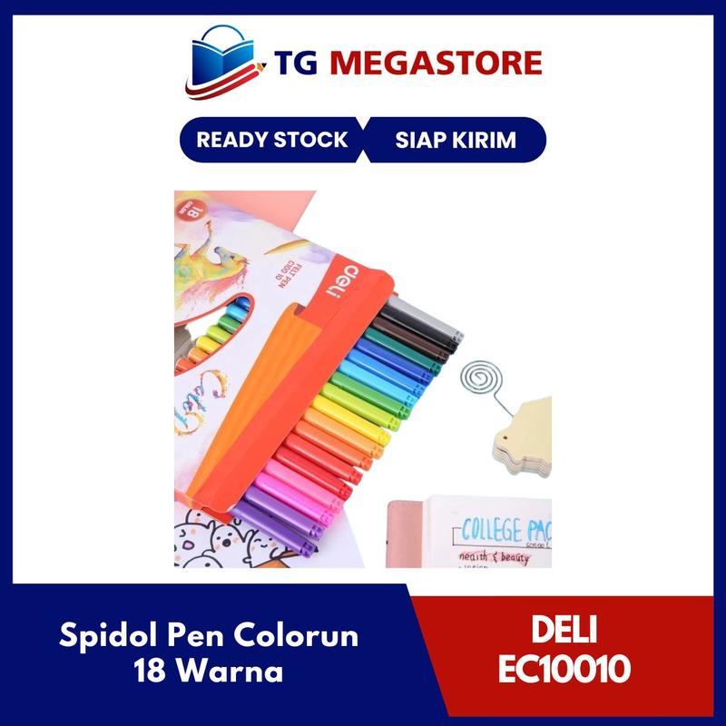 Spidol DELI Felt Pen Colorun 18 Warna - EC10010 - Shop | Tokopedia