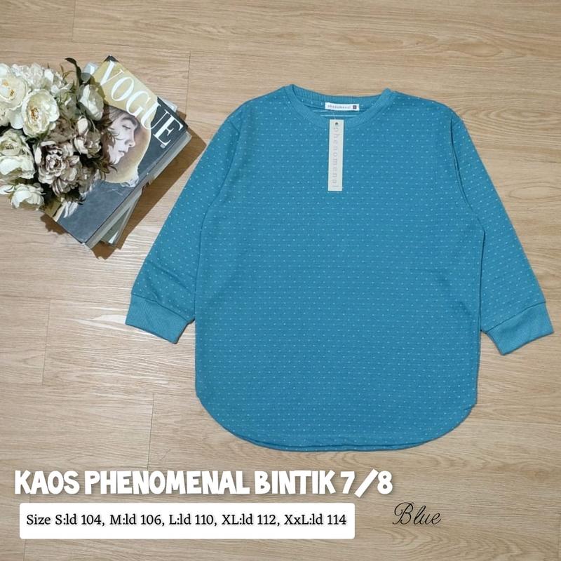 kaos phenomenal wanita lengan 7/8 motif bintik - Shop | Tokopedia