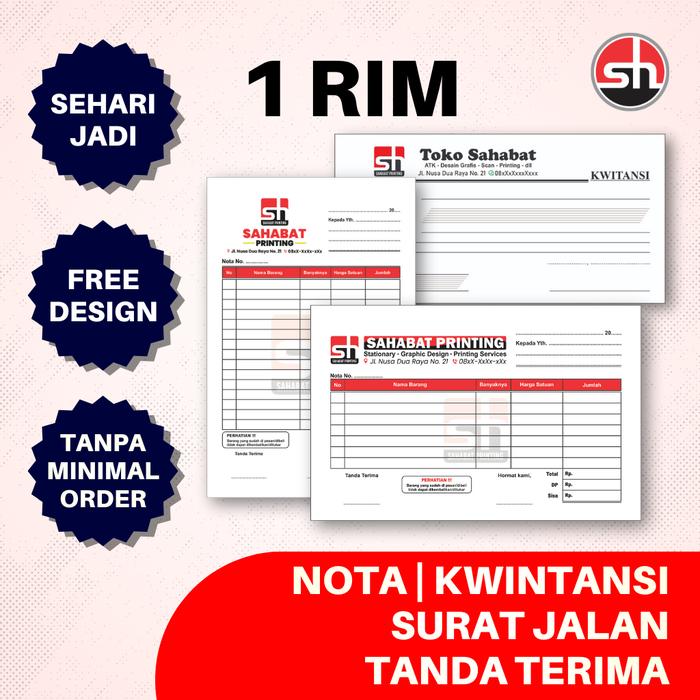 Jual NOTA 1 RIM Custom 1 2 3 Rangkap / Ply Surat Jalan Kwitansi Bon ...