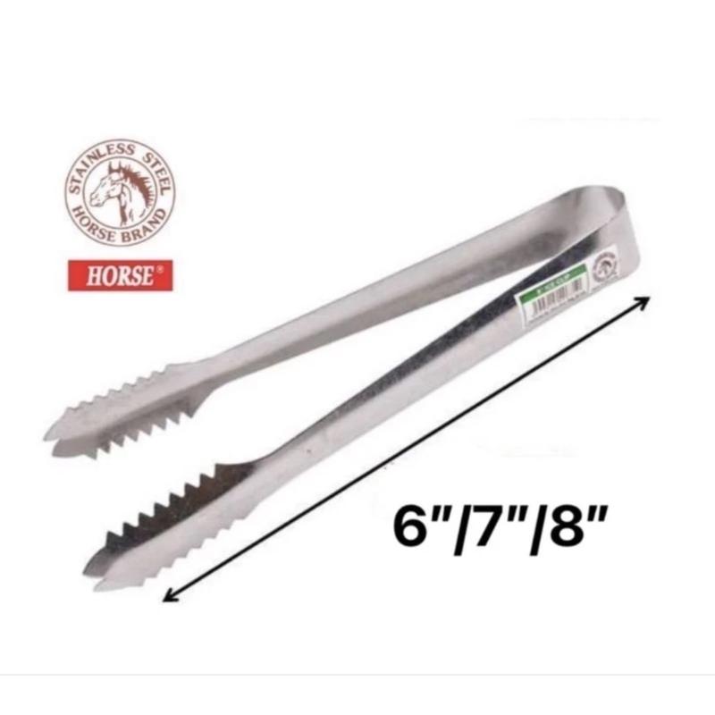 HORSE BRAND Stainless Steel Food Ice Cubes Clip Food Tong BBQ Buffet 6 ...
