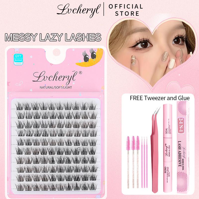 Lvcheryl Messy Segmented Eyelashes Extension Kit With Glue Reusable ...