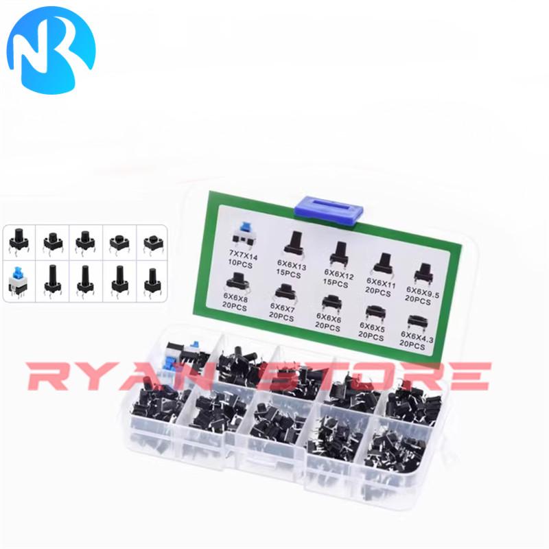 Set Suis Sentuh Mikro, 180PCS, 10 Jenis, 6 * 6, 7 * 7 * 14, Set ...