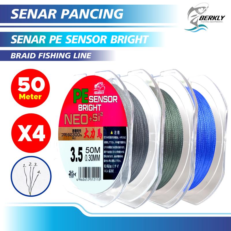 BERKLY Tali Pancing PE Sensor 50m PE Sensor Bright NEO+si 3 Warna ...