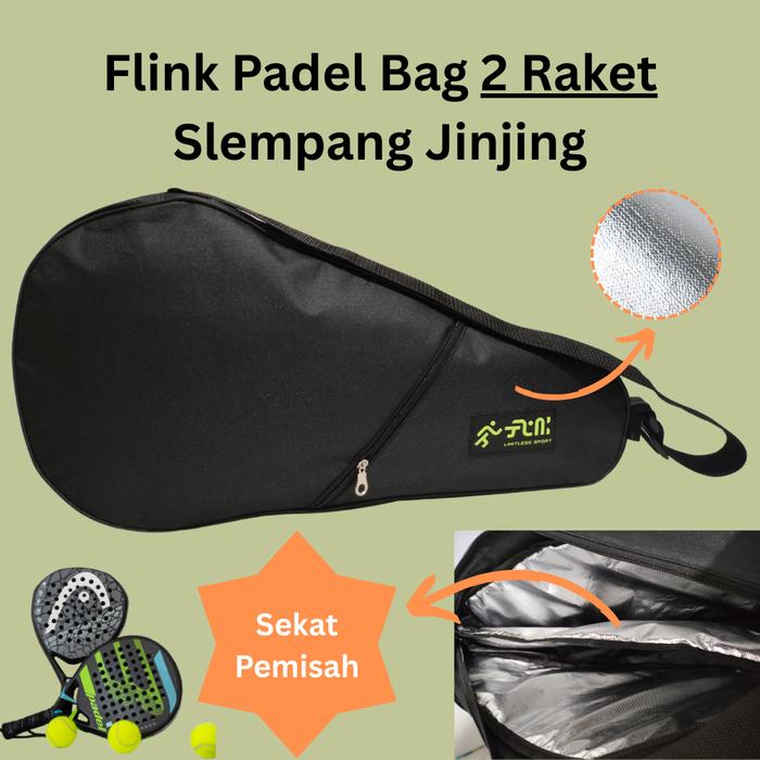 Jual Flink Tas Raket Padel Slempang Jinjing Hitam D300 Muat 2 Raket ...