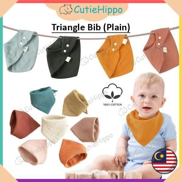 Baby Cotton Triangle Bibs/bib bayi/ Slabber baby With Button - TikTok ...